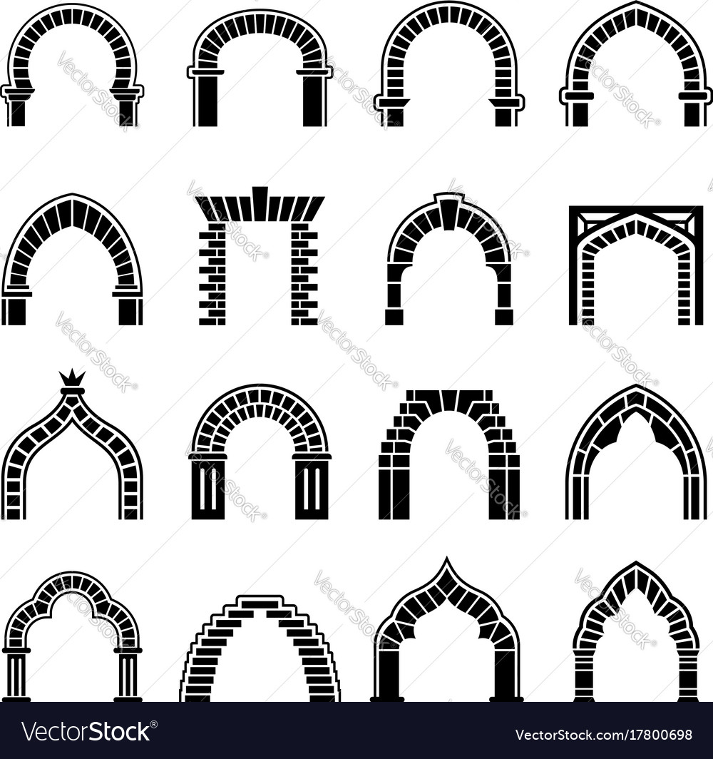 Arch Types Icons Set Simple Style Royalty Free Vector Image