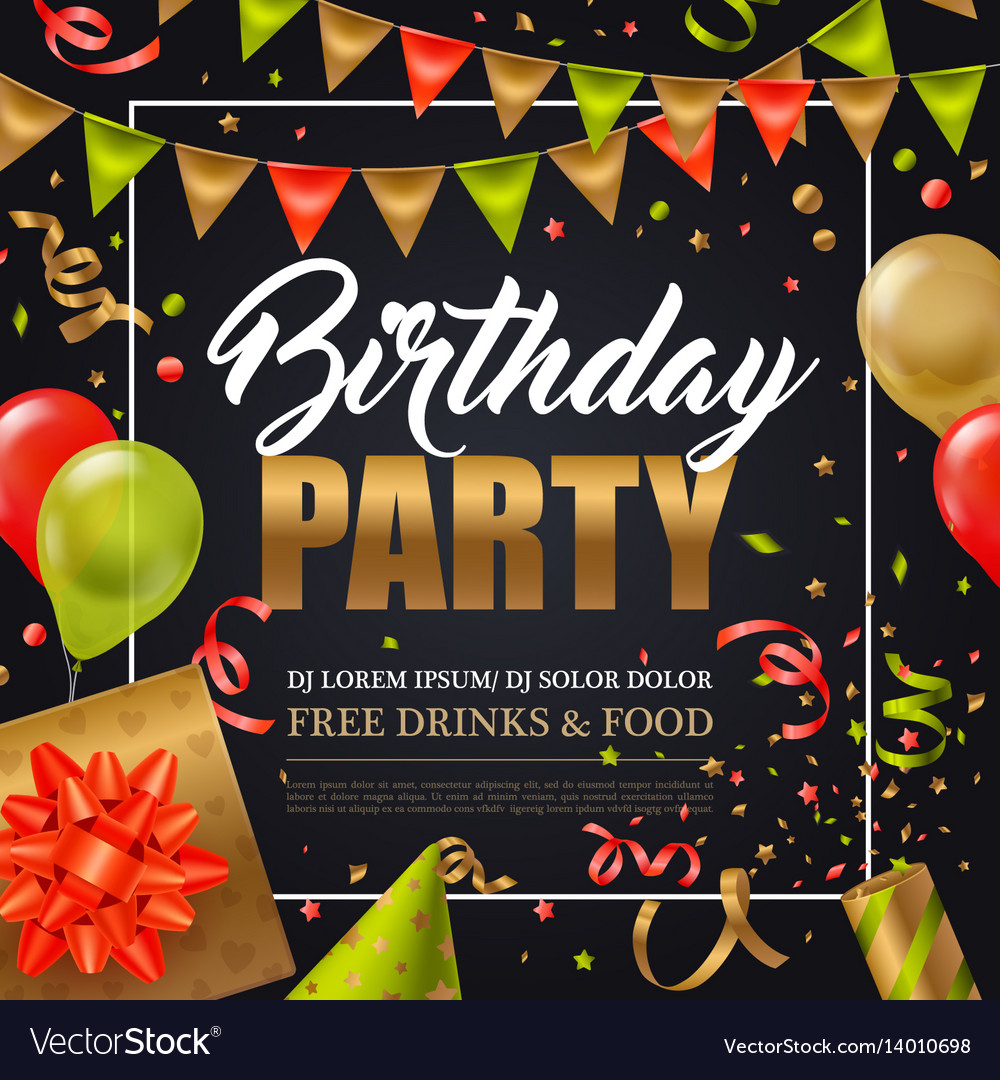 Birthday Party Poster Royalty Free Vector Image