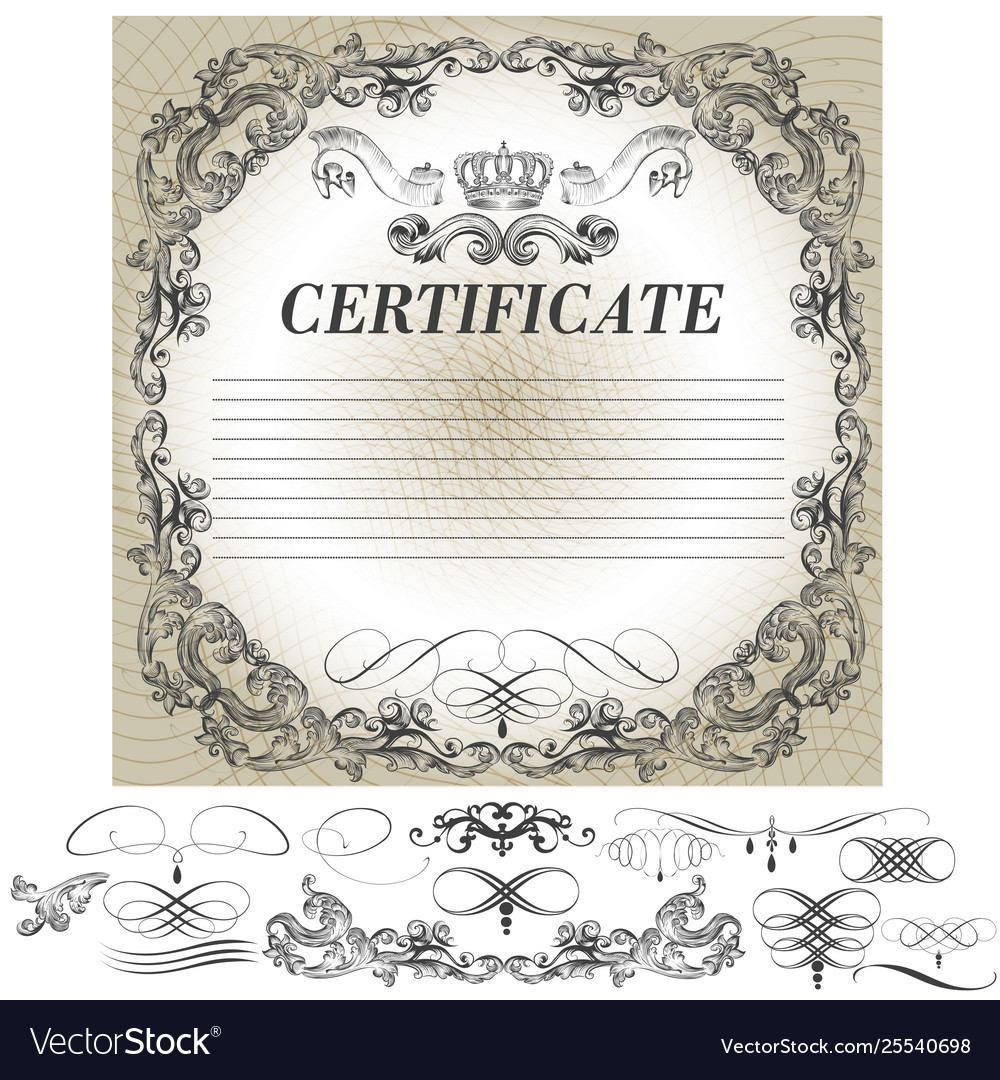 Certificate design with calligraphic elements Vector Image
