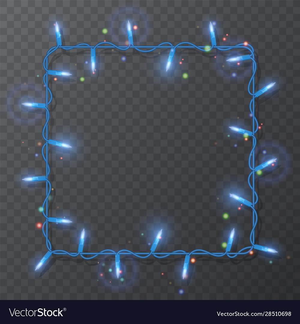 Christmas lights border light string frame Vector Image