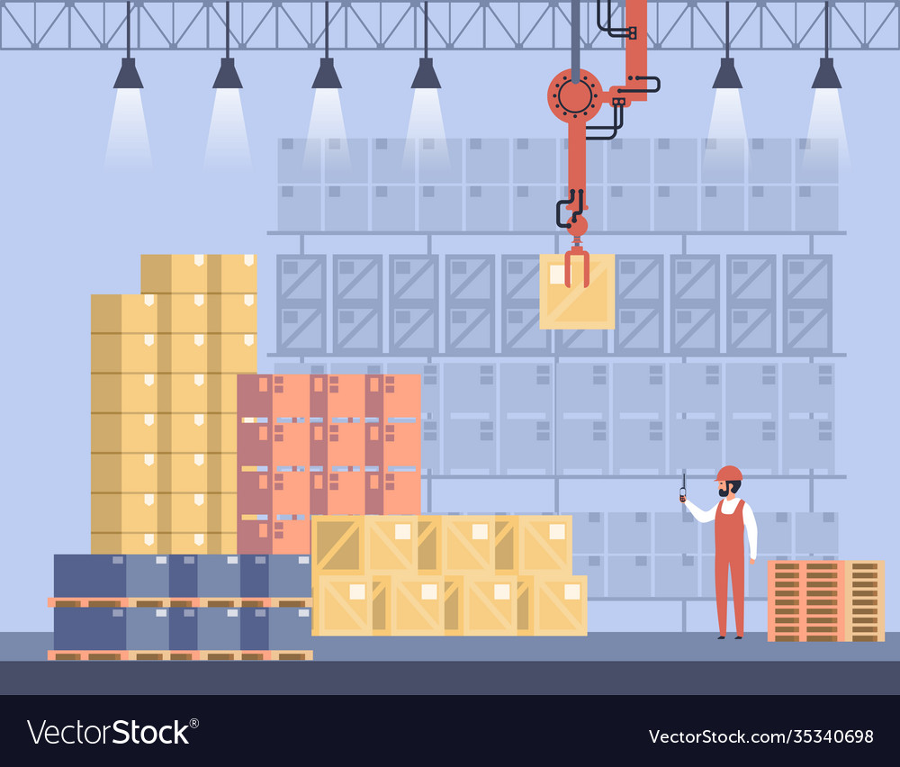 Concept warehouse storage interior Royalty Free Vector Image