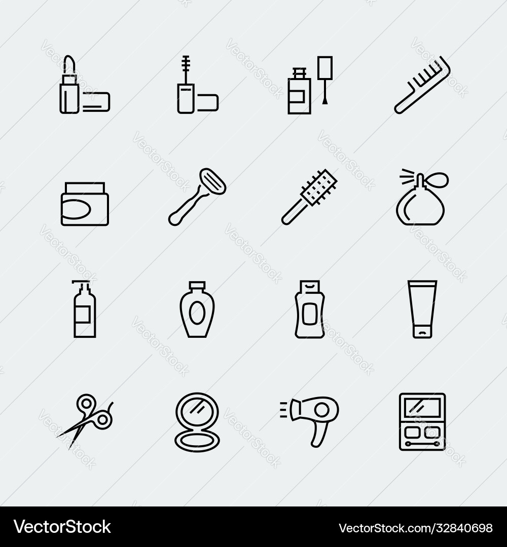 Cosmetics and beauty icon set in thin line style Vector Image