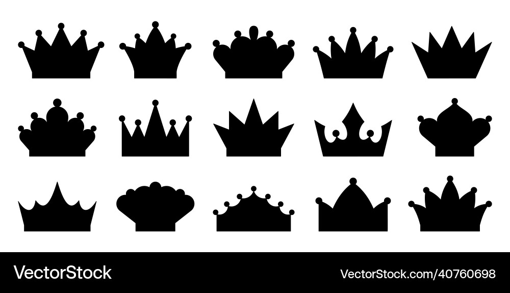 Crown royal heraldic stamp black silhouette set Vector Image
