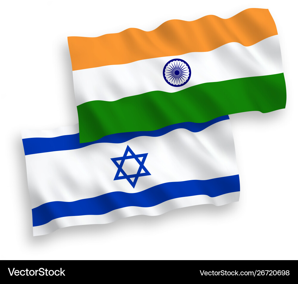 Flags india and israel on a white background Vector Image