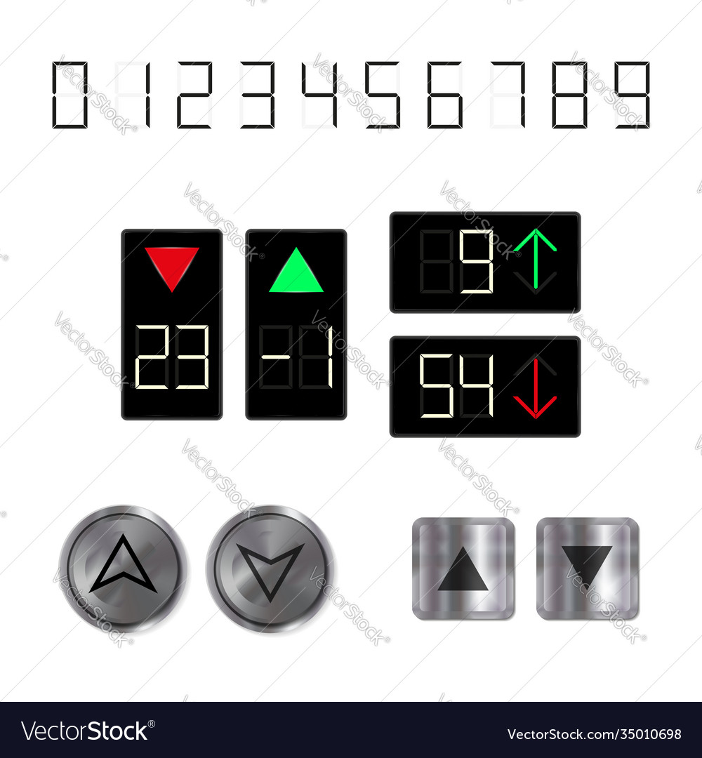 Lift control panel elements realistic Royalty Free Vector