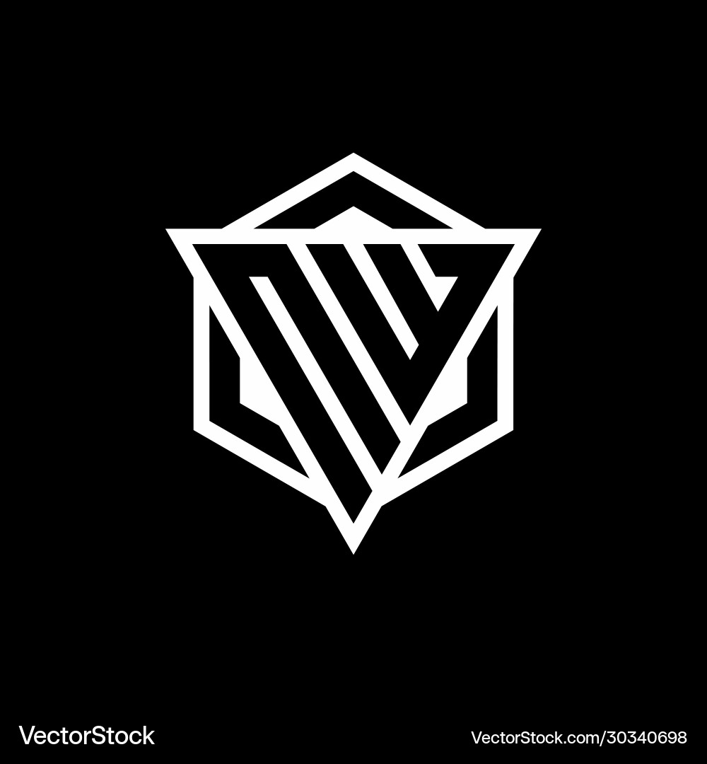 Nw logo monogram with triangle and hexagon shape Vector Image