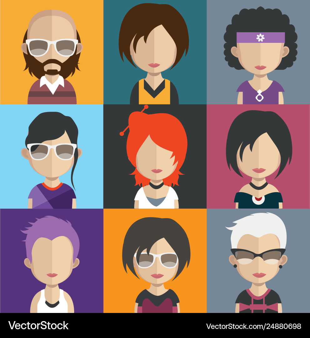 People avatars with colorful backgrounds Vector Image
