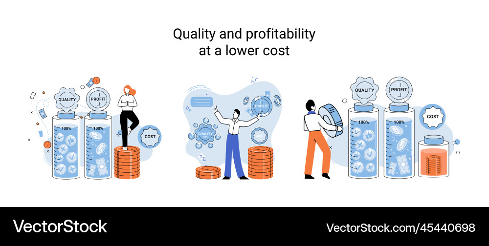 Quality and profitability at lower cost Royalty Free Vector