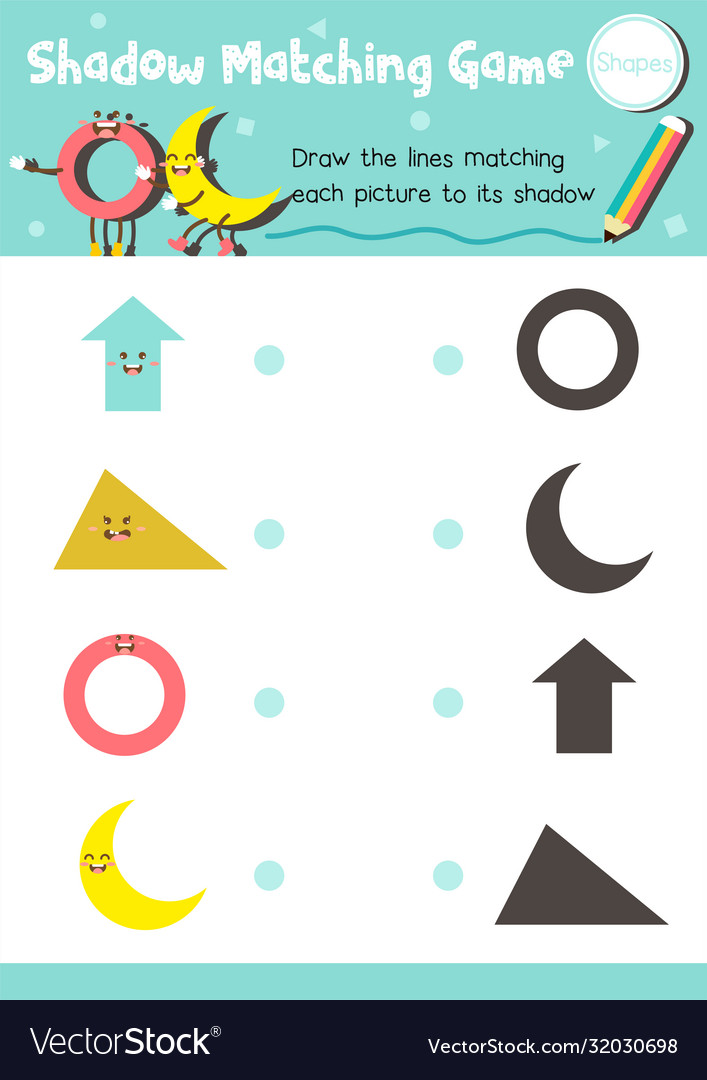 Shadow matching game shape 1 Royalty Free Vector Image