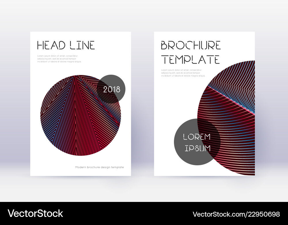 Trendy cover design template set red abstract lin Vector Image