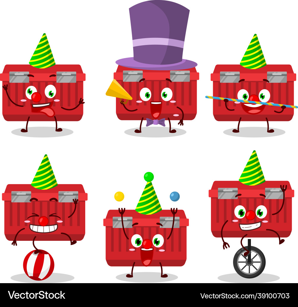 Cartoon character of red toolbox with various Vector Image