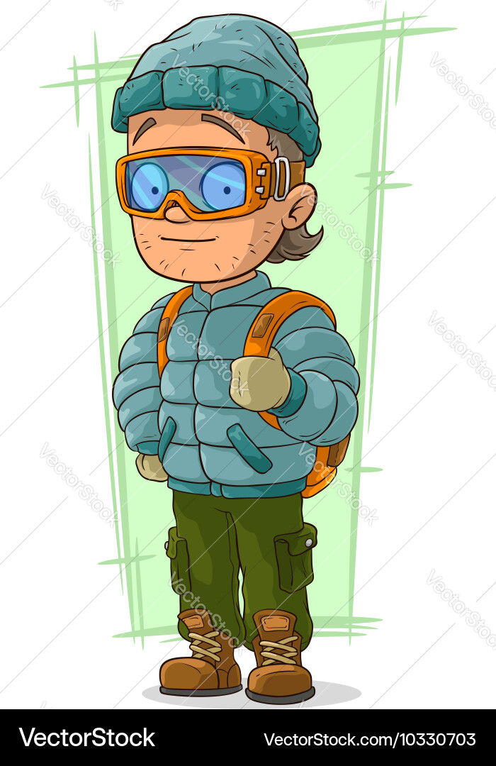 Cartoon cool tourist in cap Royalty Free Vector Image