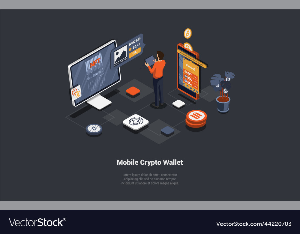 Concept of crypto wallet difference crypto Vector Image Concept of crypto wallet difference crypto Vector Image