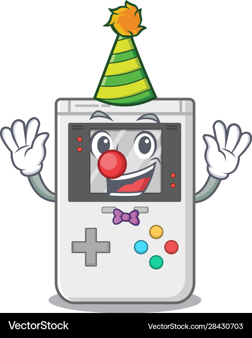 Cute and funny clown handheld game scroll cartoon Vector Image