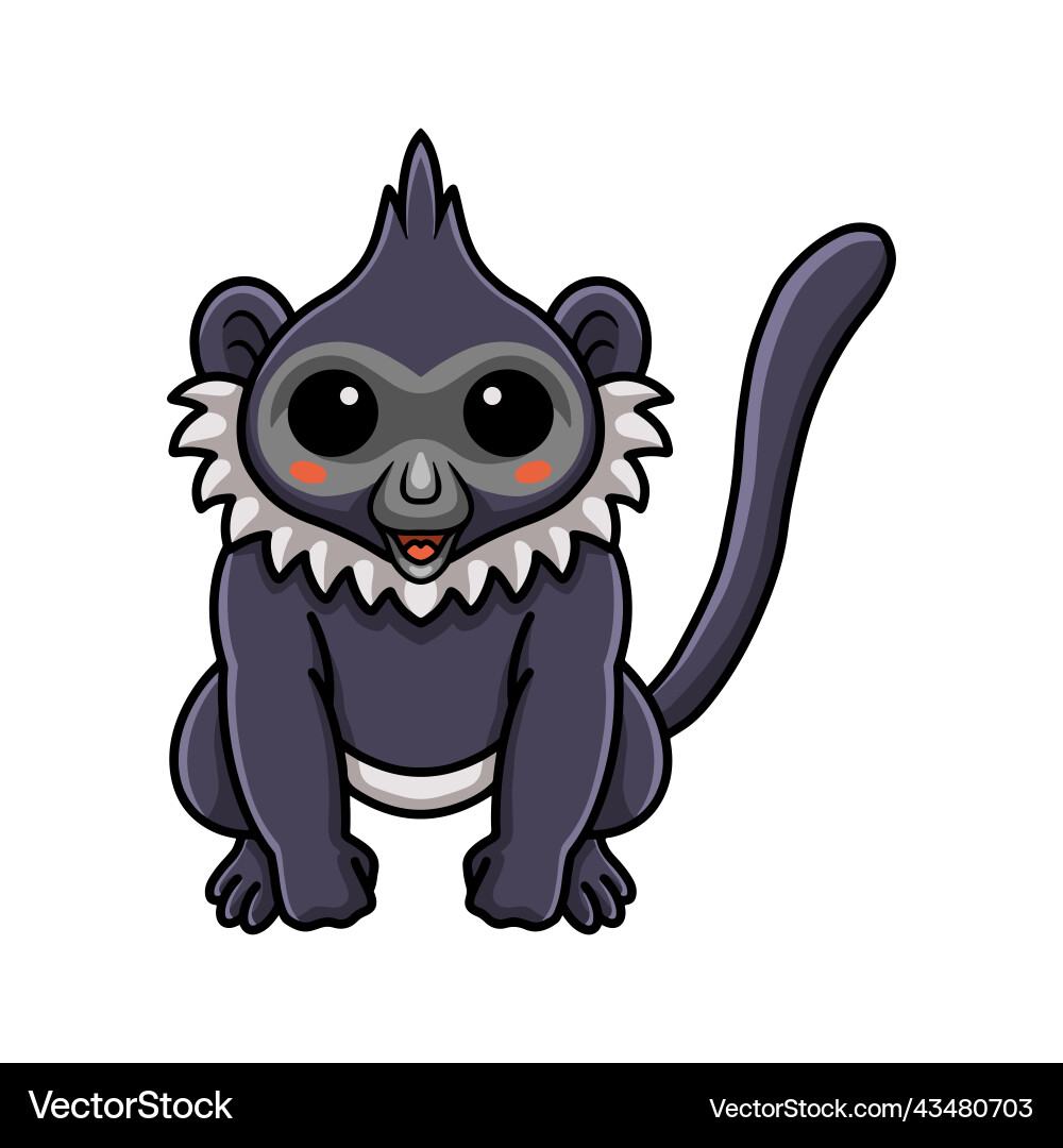 Cute delacours langur cartoon sitting Royalty Free Vector