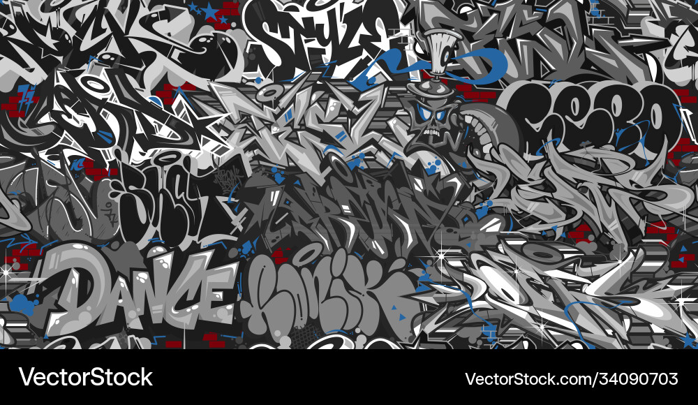 Dark grey abstract graffiti street art seamless Vector Image