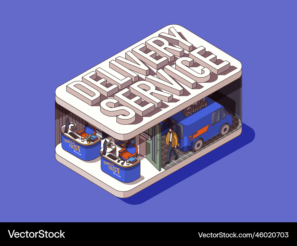 Delivery service concept in 3d isometric graphic Vector Image