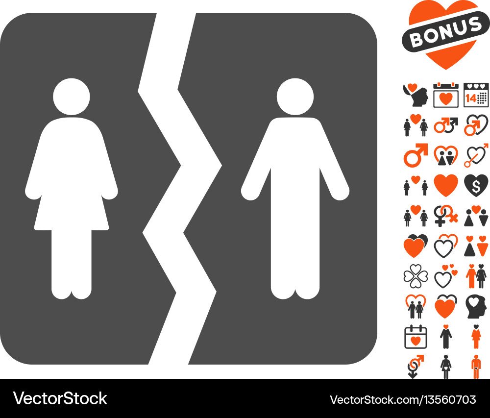 Divorce icon with love bonus Royalty Free Vector Image