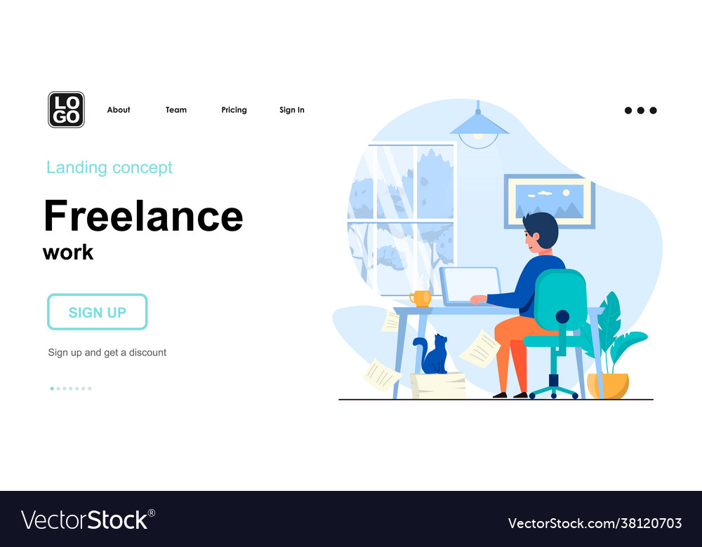 Freelance work web concept man freelancer Vector Image Freelance work web concept man freelancer Vector Image