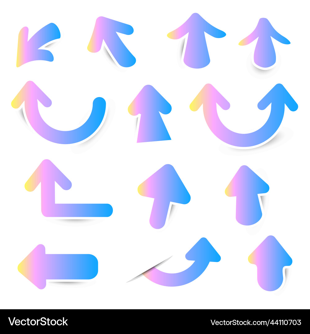 Green paper arrow stickers with shadows Royalty Free Vector
