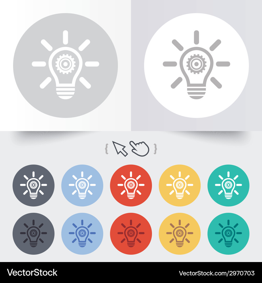 Light lamp sign icon bulb with gear symbol Vector Image