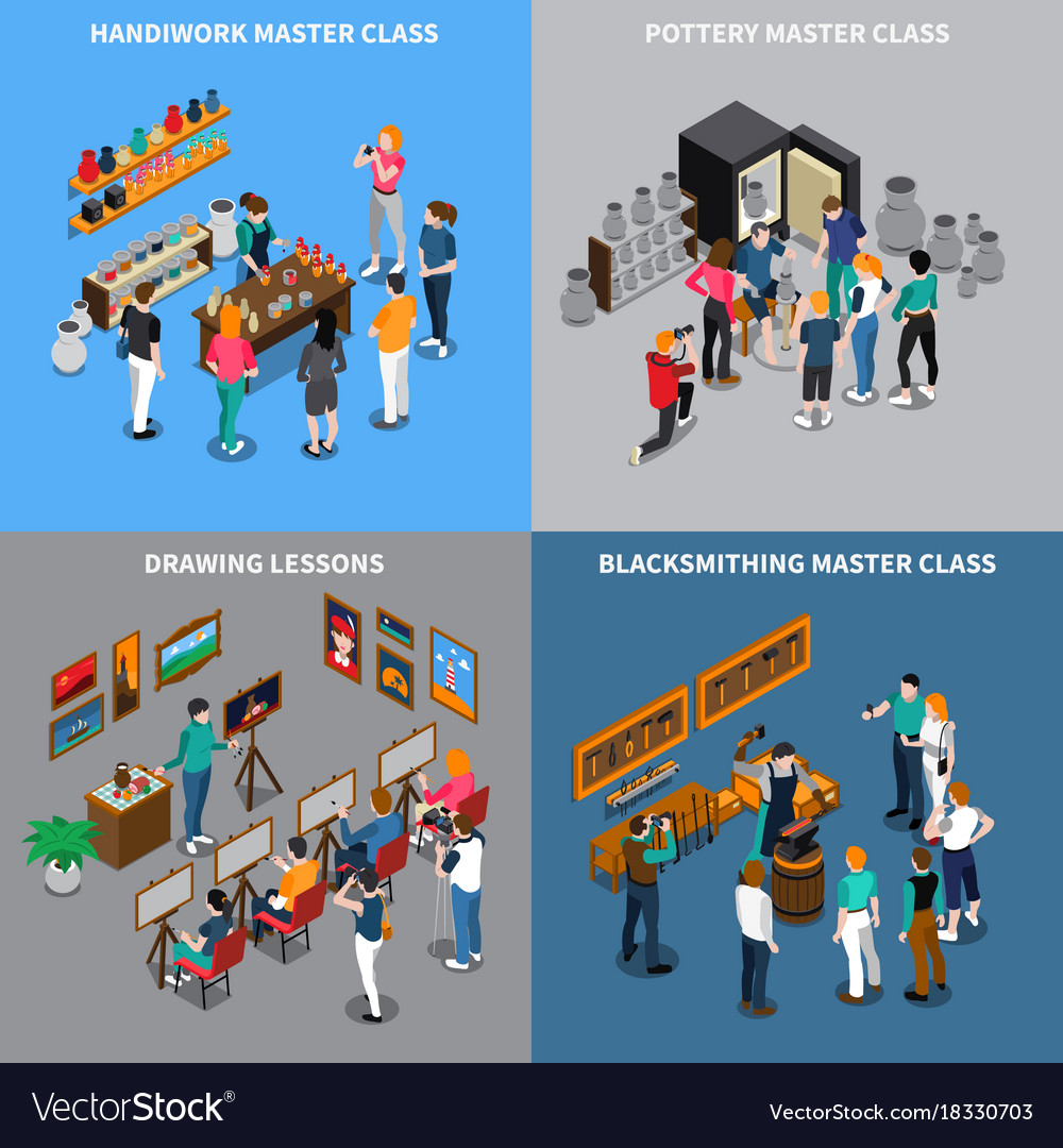 Master class isometric concept Royalty Free Vector Image