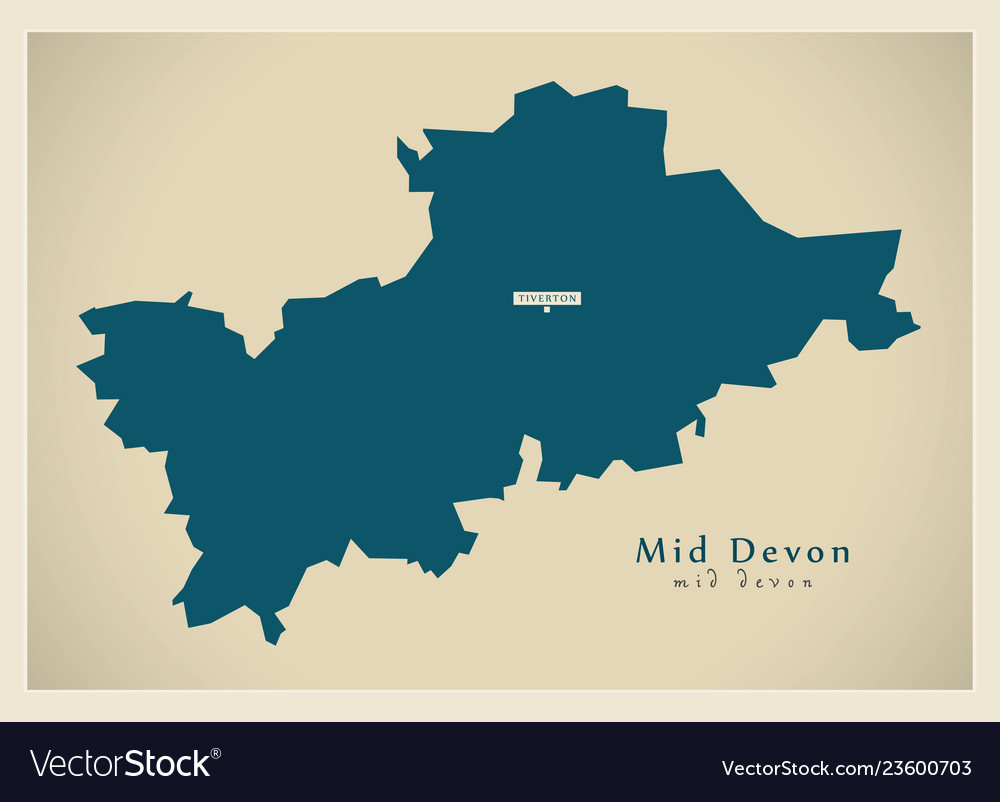 Modern map - mid devon district uk Royalty Free Vector Image