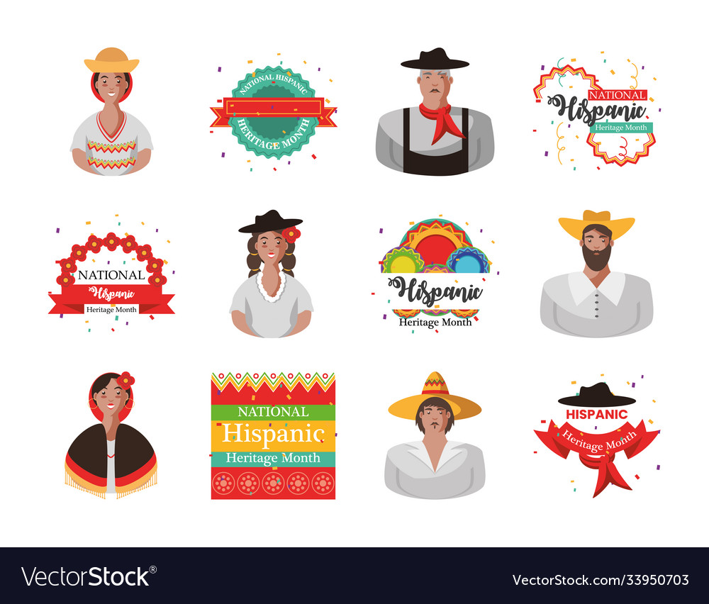 National hispanic heritage month set icons Vector Image