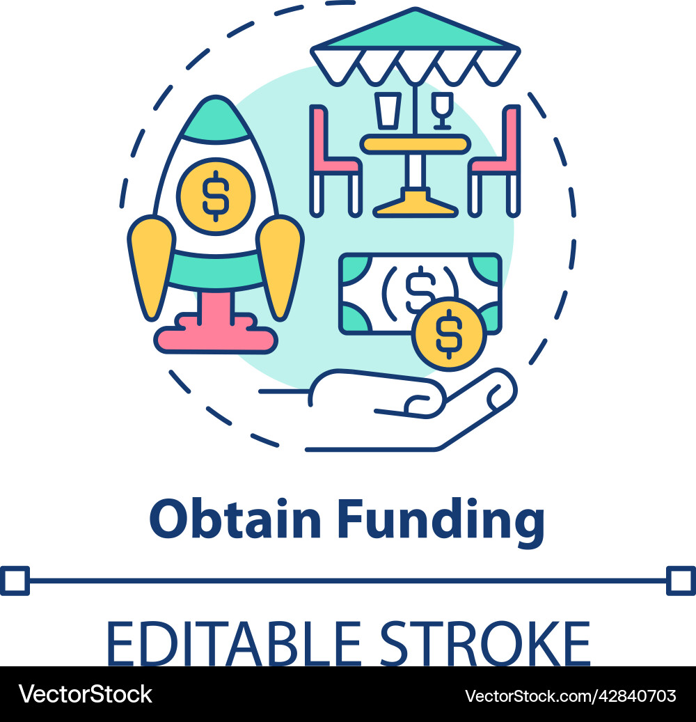 Obtain funding concept icon Royalty Free Vector Image