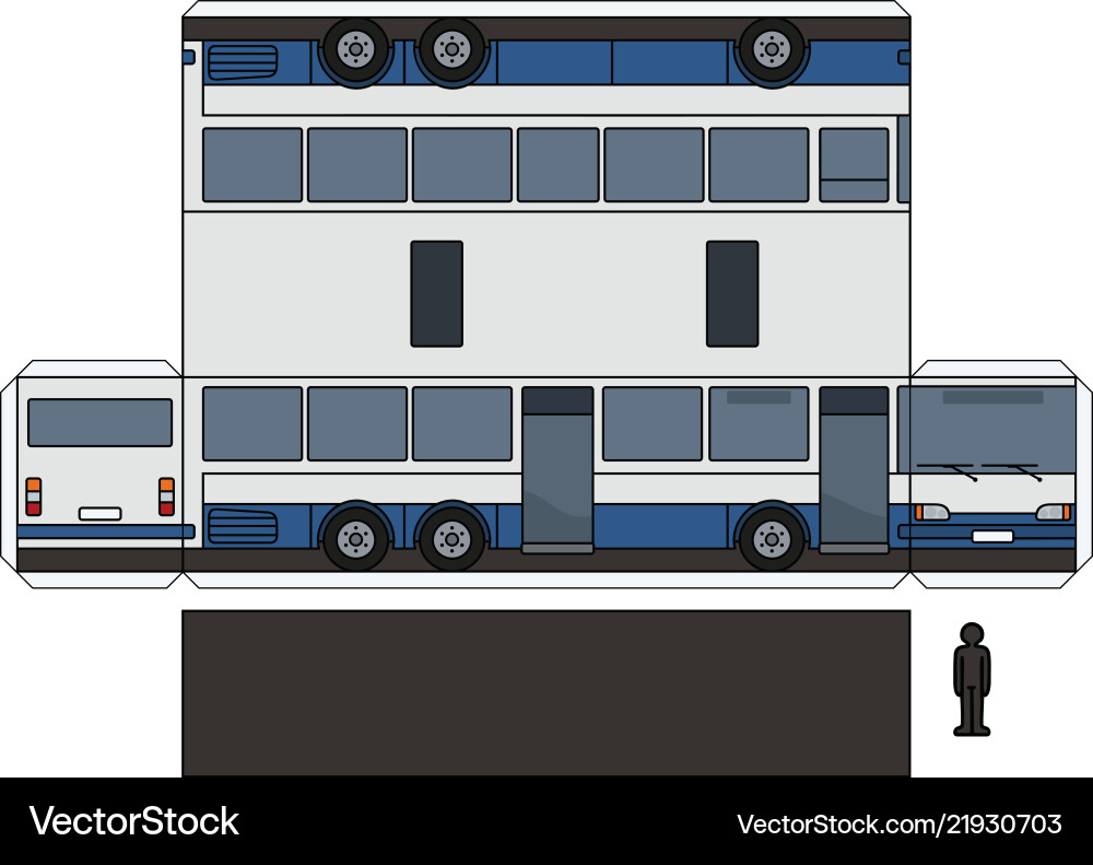 Paper model of a long bus Royalty Free Vector Image