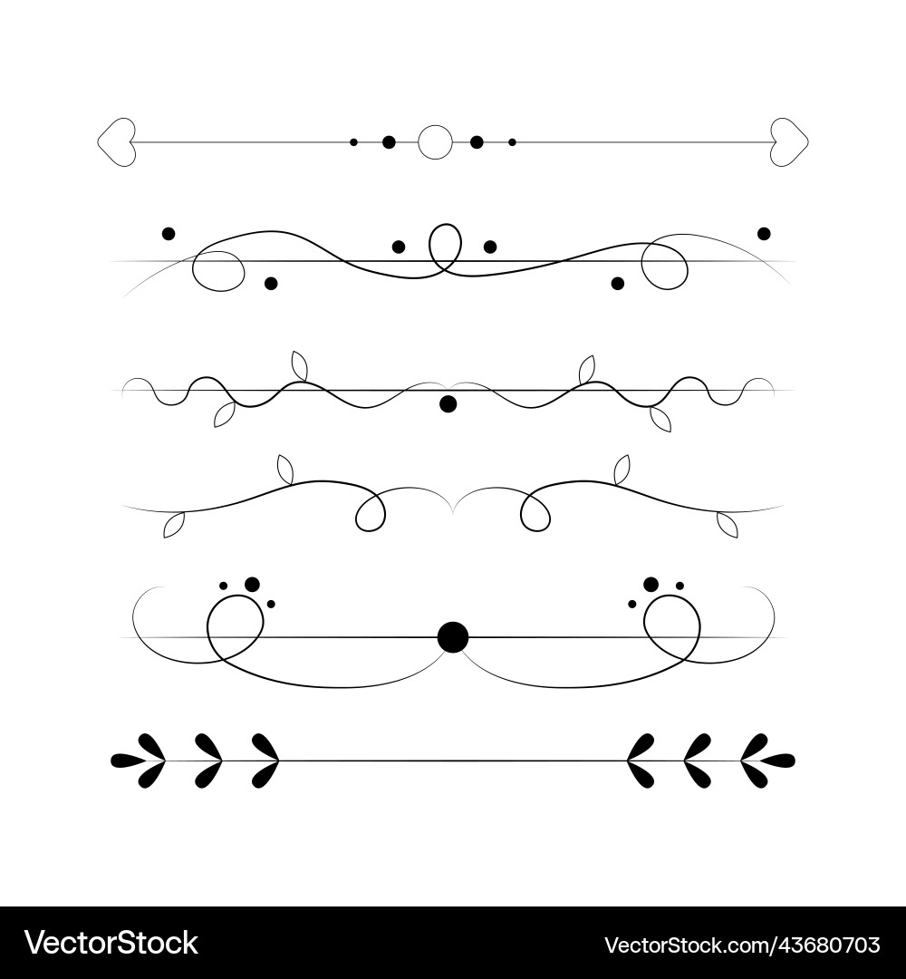 Set of black lines ornaments frames Royalty Free Vector