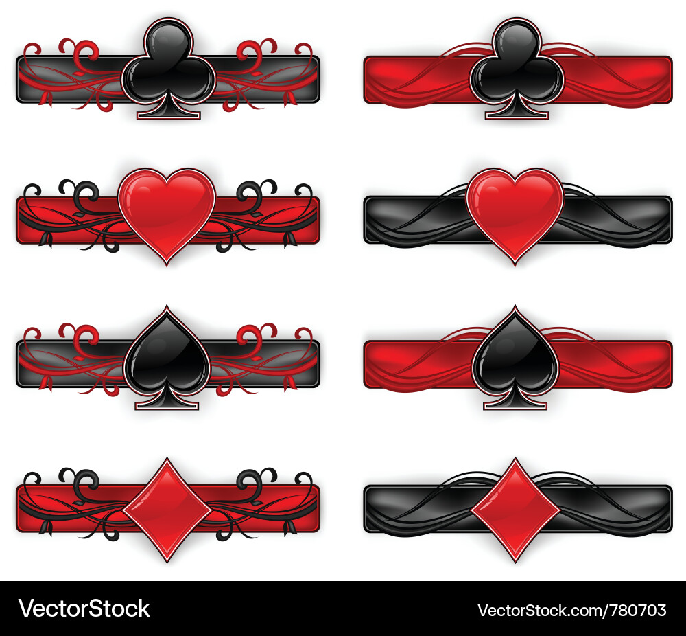 Set shiny card suit icons Royalty Free Vector Image