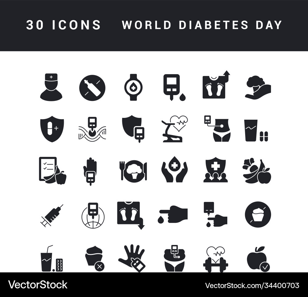 Simple icons world diabetes day Royalty Free Vector Image