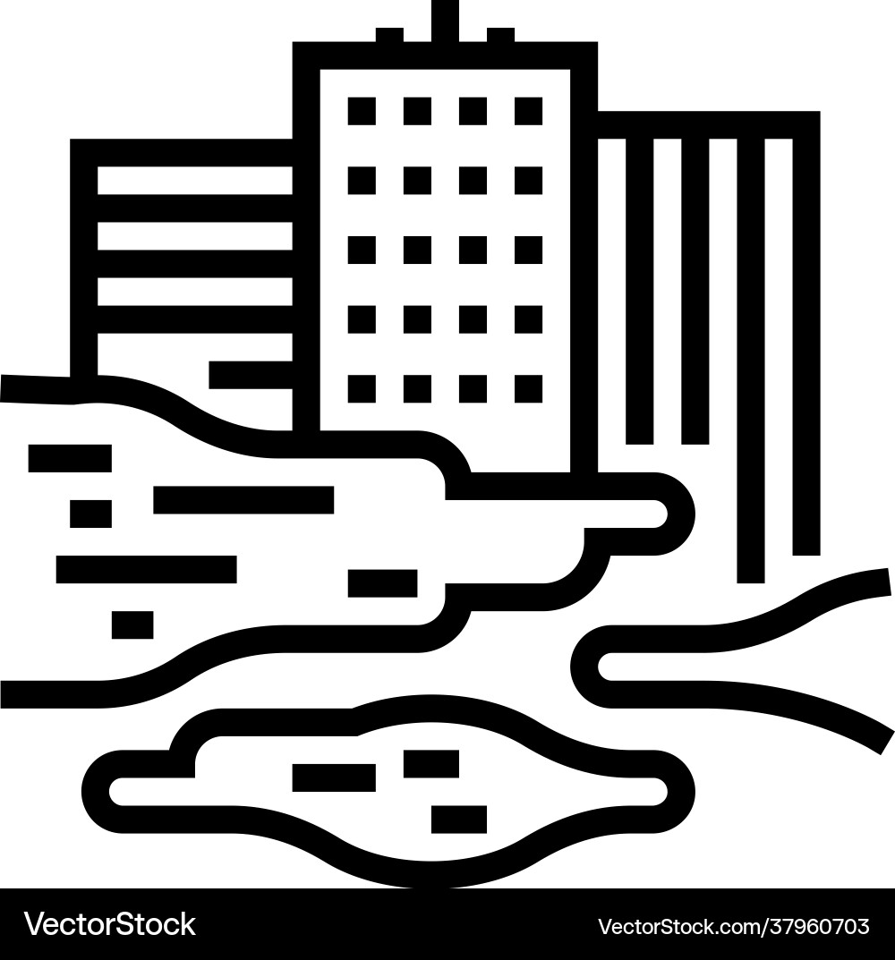 Urban smog smoke line icon Royalty Free Vector Image