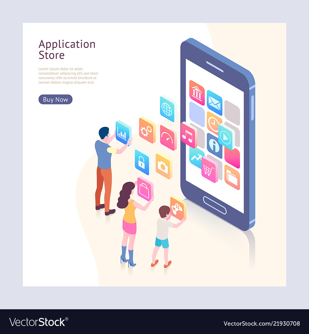 Application store isometric Royalty Free Vector Image