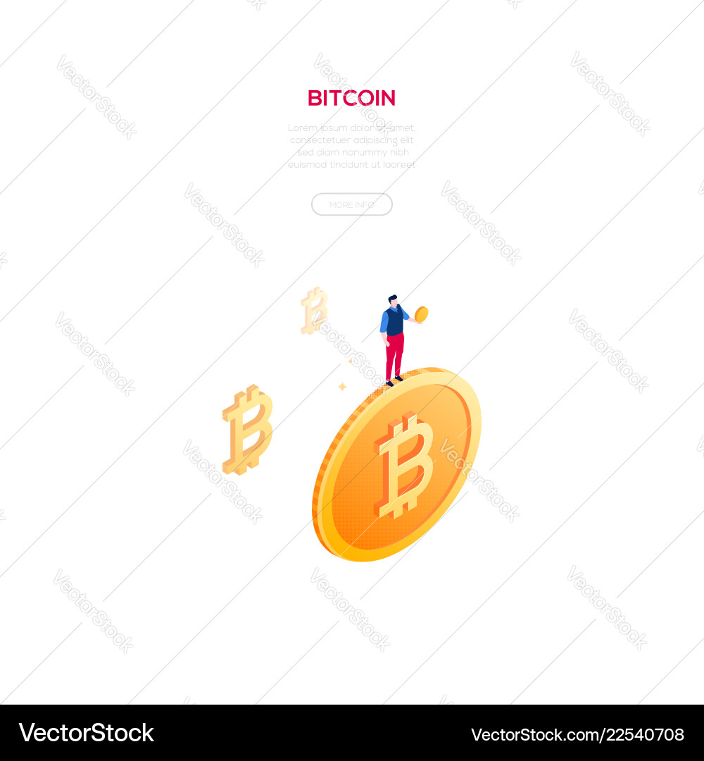 Bitcoin Concept Modern Isometric Web Royalty Free Vector