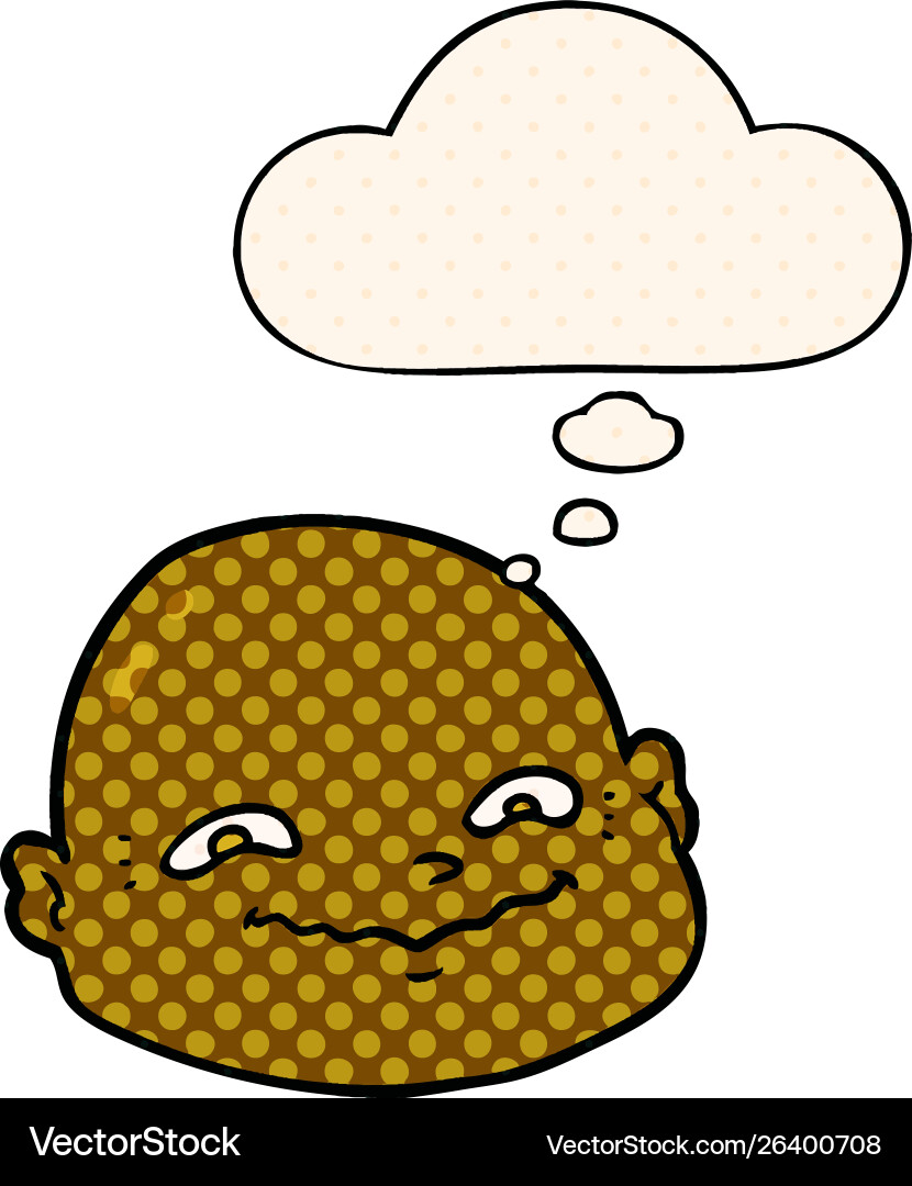 Cartoon bald man and thought bubble in comic book Vector Image
