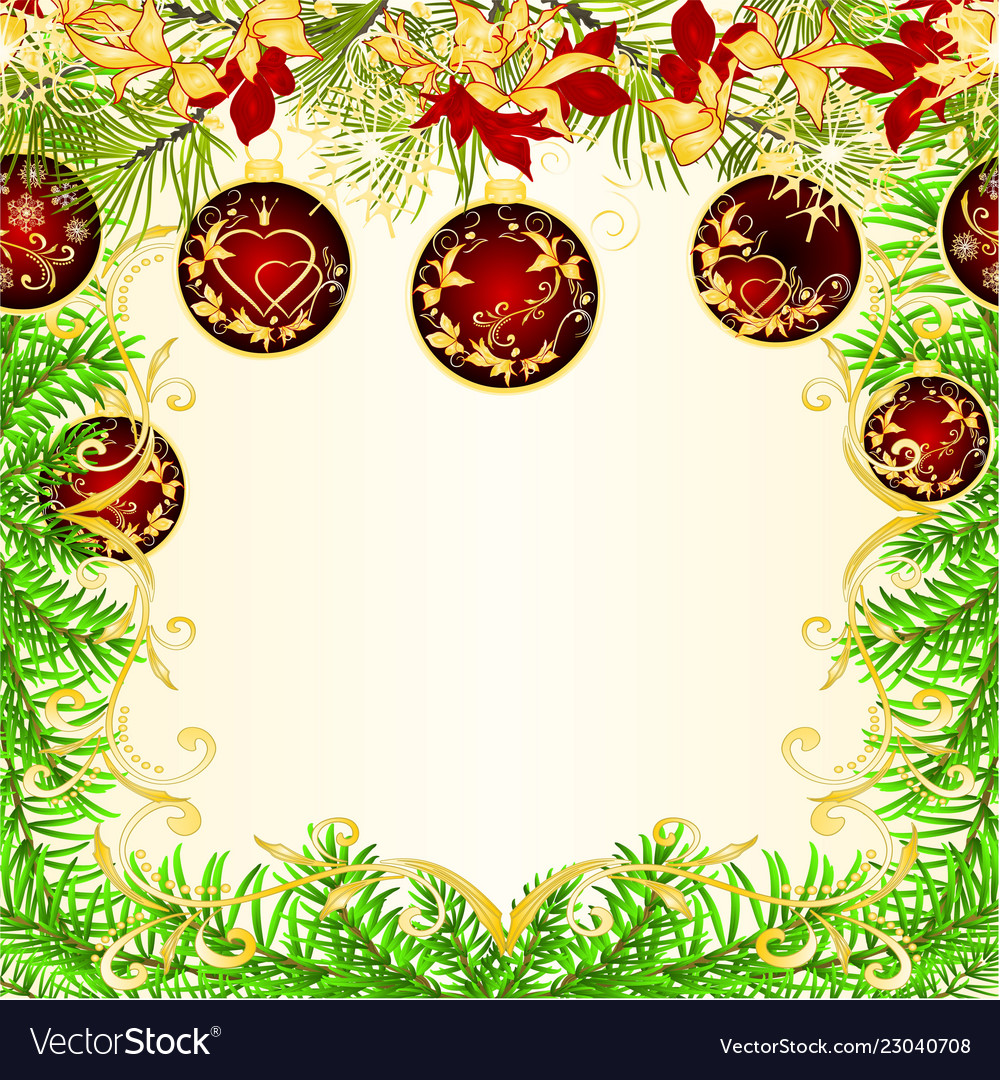 Christmas and new year frame tree Royalty Free Vector Image
