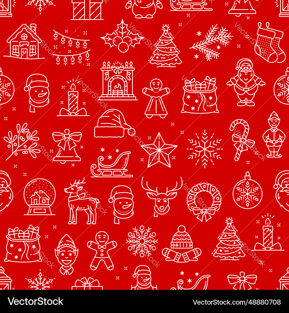 Christmas line symbols seamless pattern background