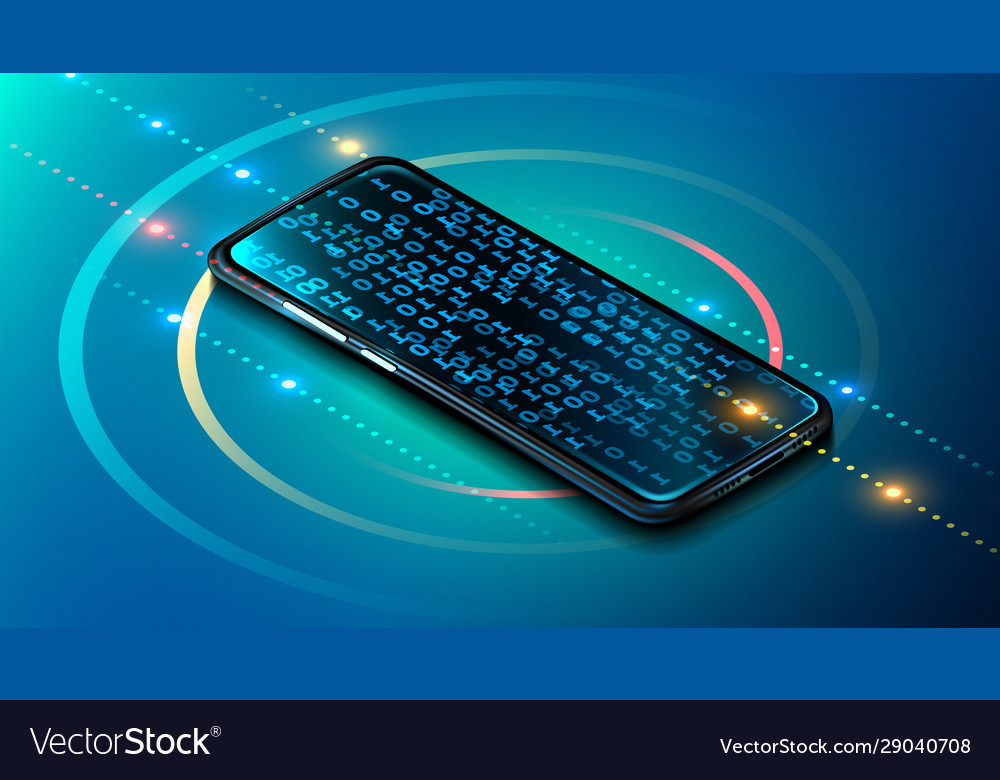 Digital mobile technology cosmos style in blue Vector Image