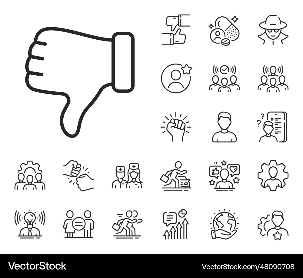 Dislike hand line icon thumbs down finger sign Vector Image