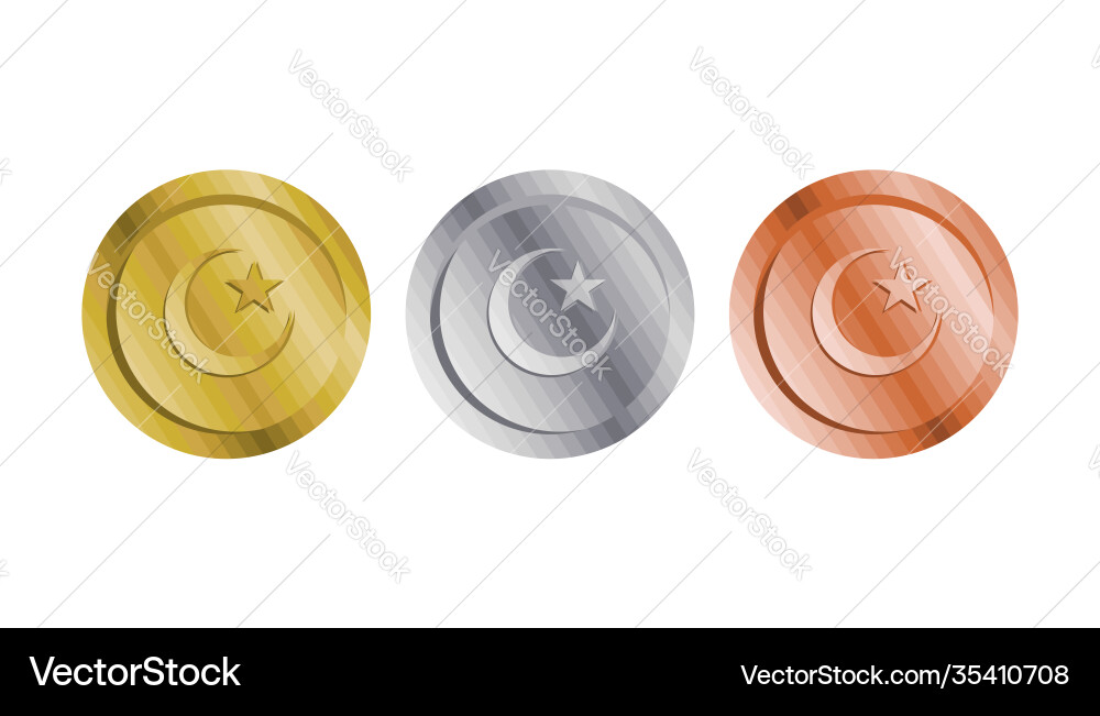 Gold silver and bronze coins isolated Royalty Free Vector