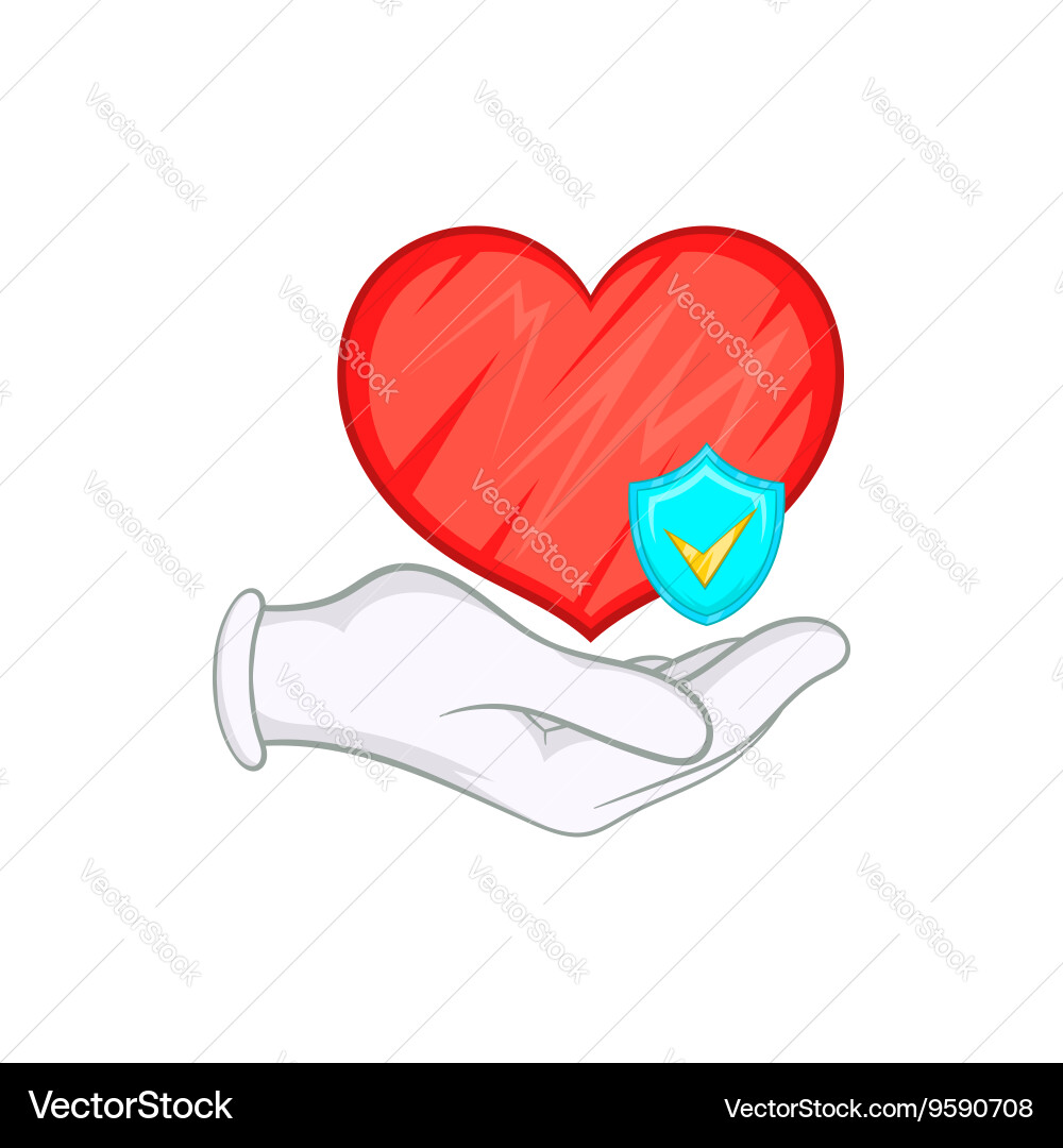 Hand holding red heart and sky blue shield icon Vector Image