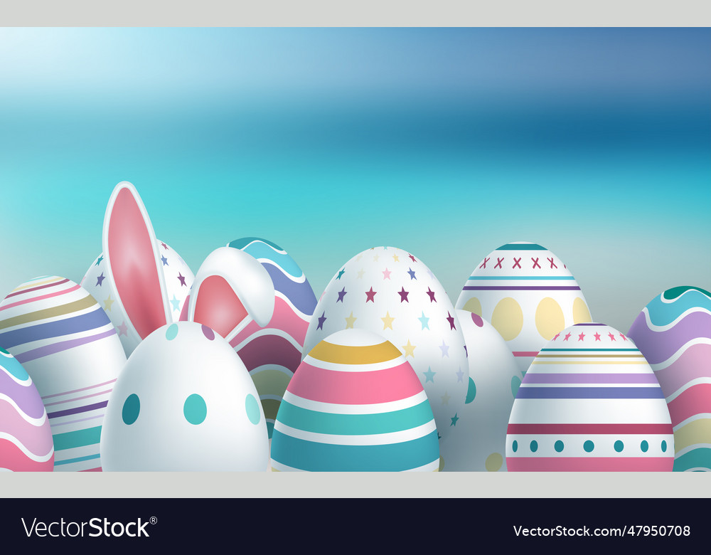 Happy easter background with realistic Royalty Free Vector