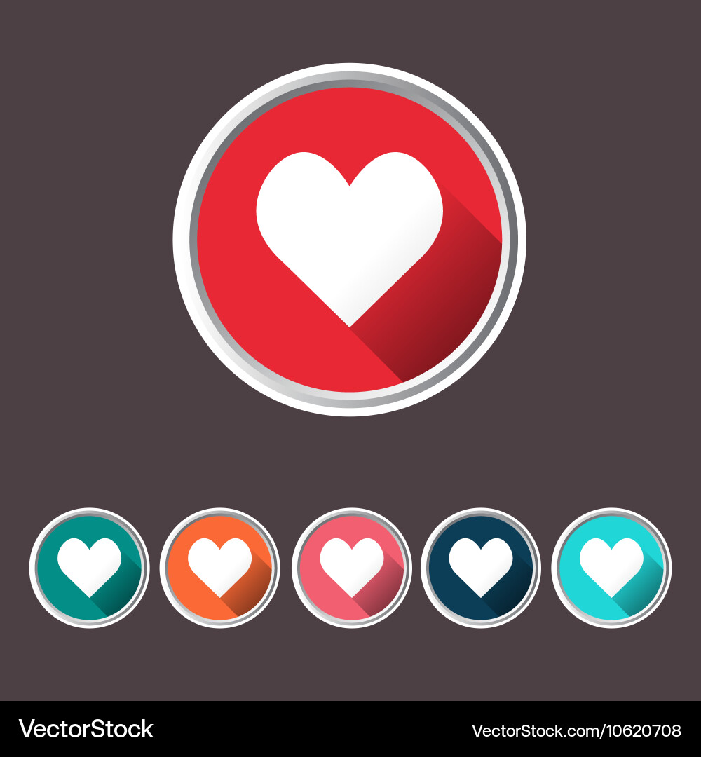Heart set icons love icon flat web sign Royalty Free Vector