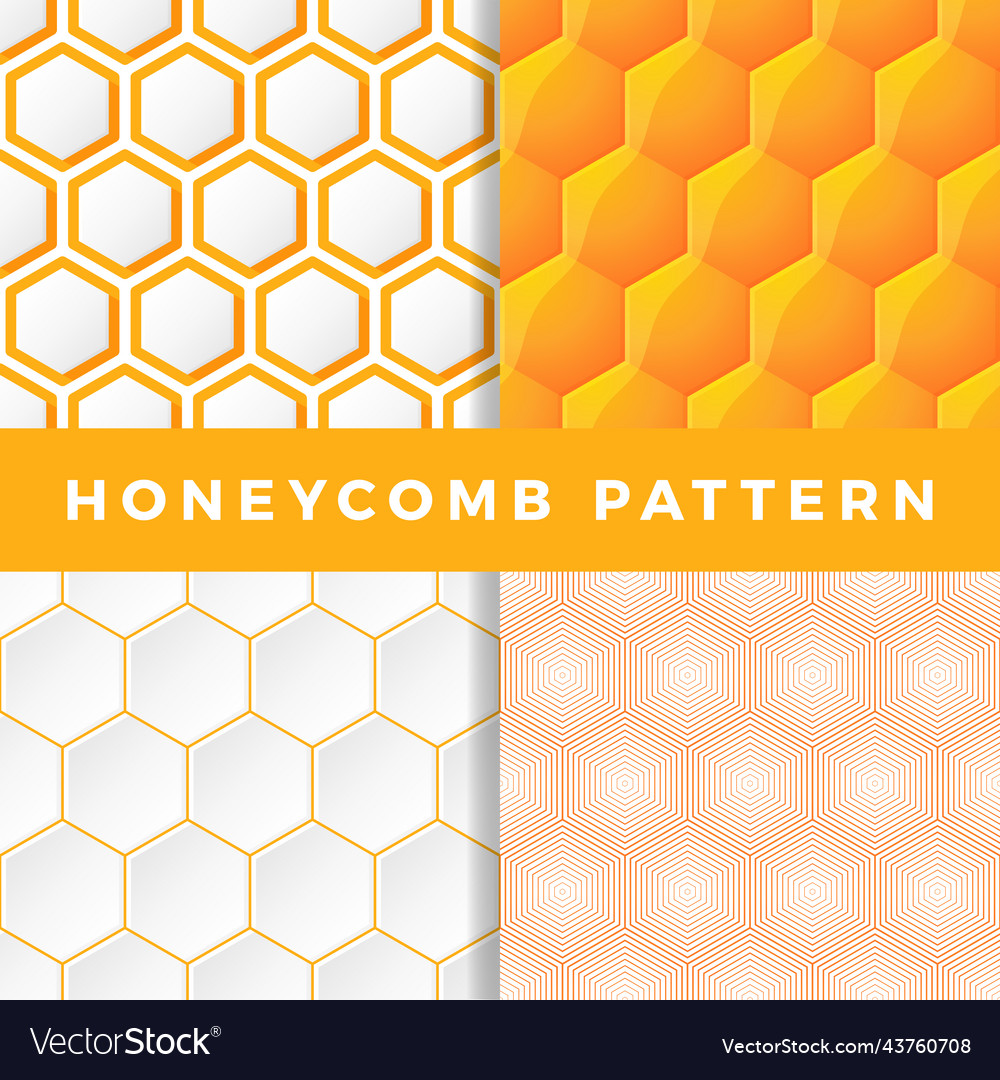 Honeycomb pattern set seamless Royalty Free Vector Image