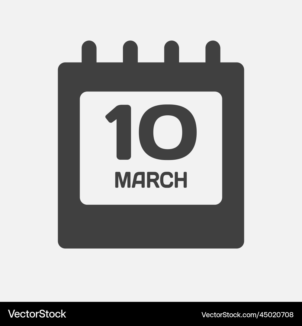 Icon page calendar day - 10 march Royalty Free Vector Image
