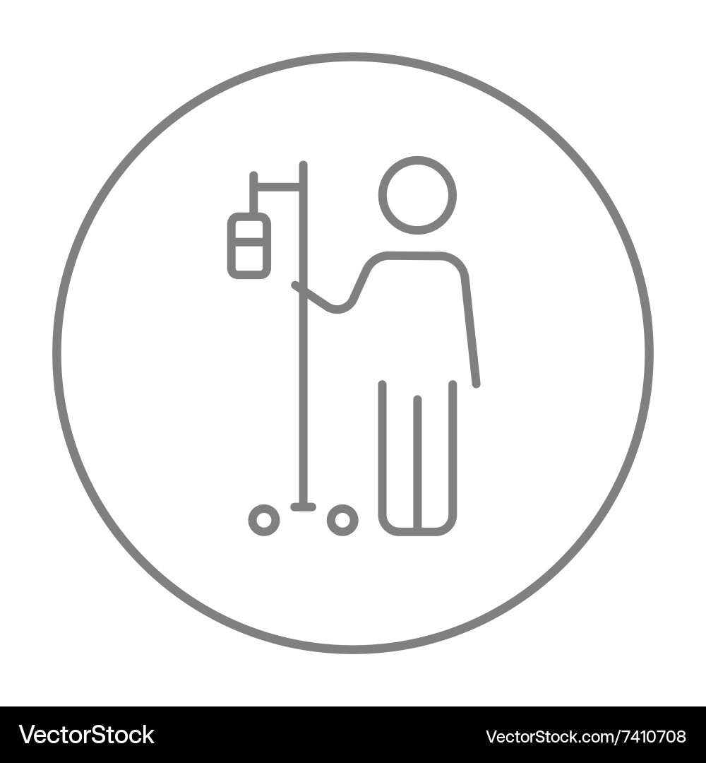 Patient standing with intravenous dropper line Vector Image