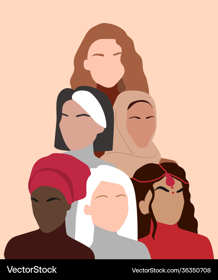Portrait different nationalities and cultures Vector Image