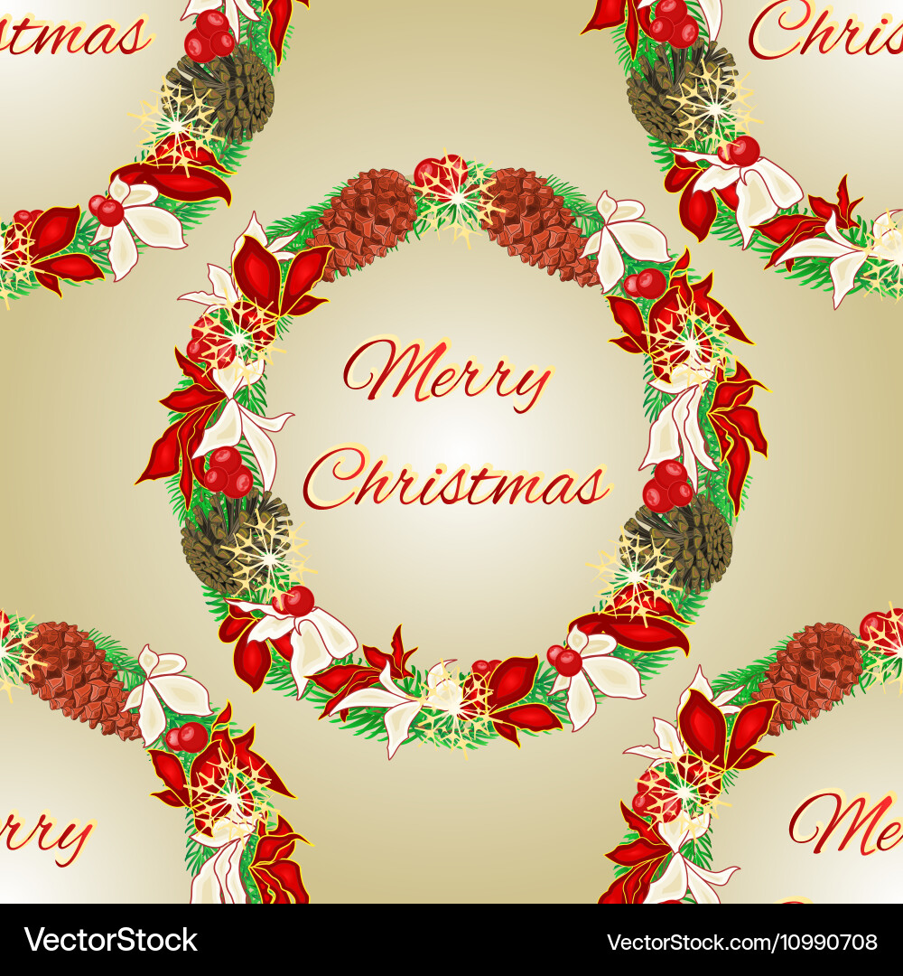 Seamless texture merry christmas decoration wreath